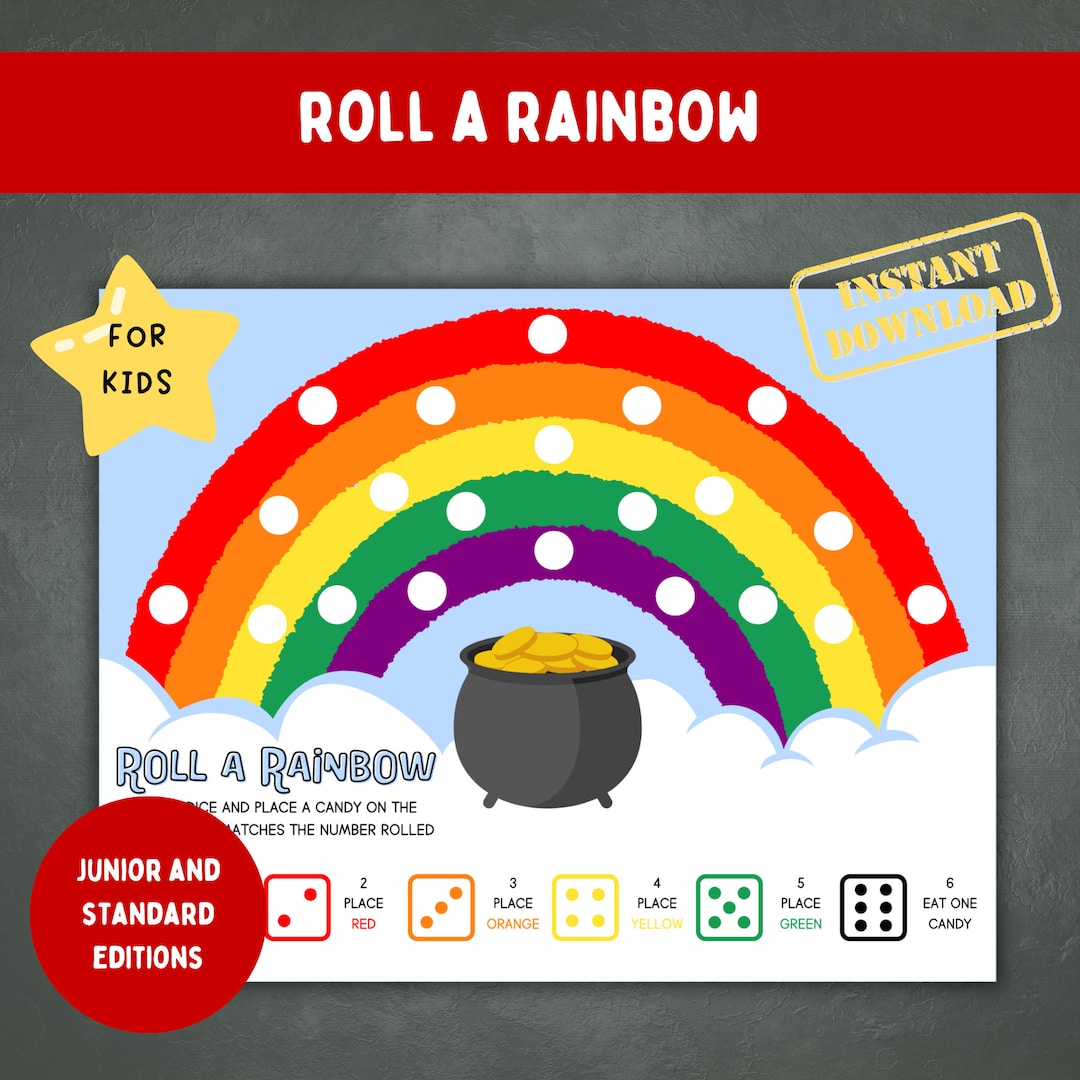 St. Patrick's Day Games, Roll A Rainbow, Printable, Party Game, Instant Download - Etsy