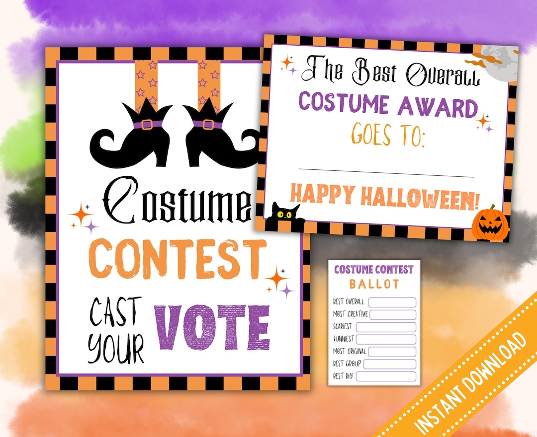 Halloween Costume Award Certificates - Best Costume | Halloween Costume ...