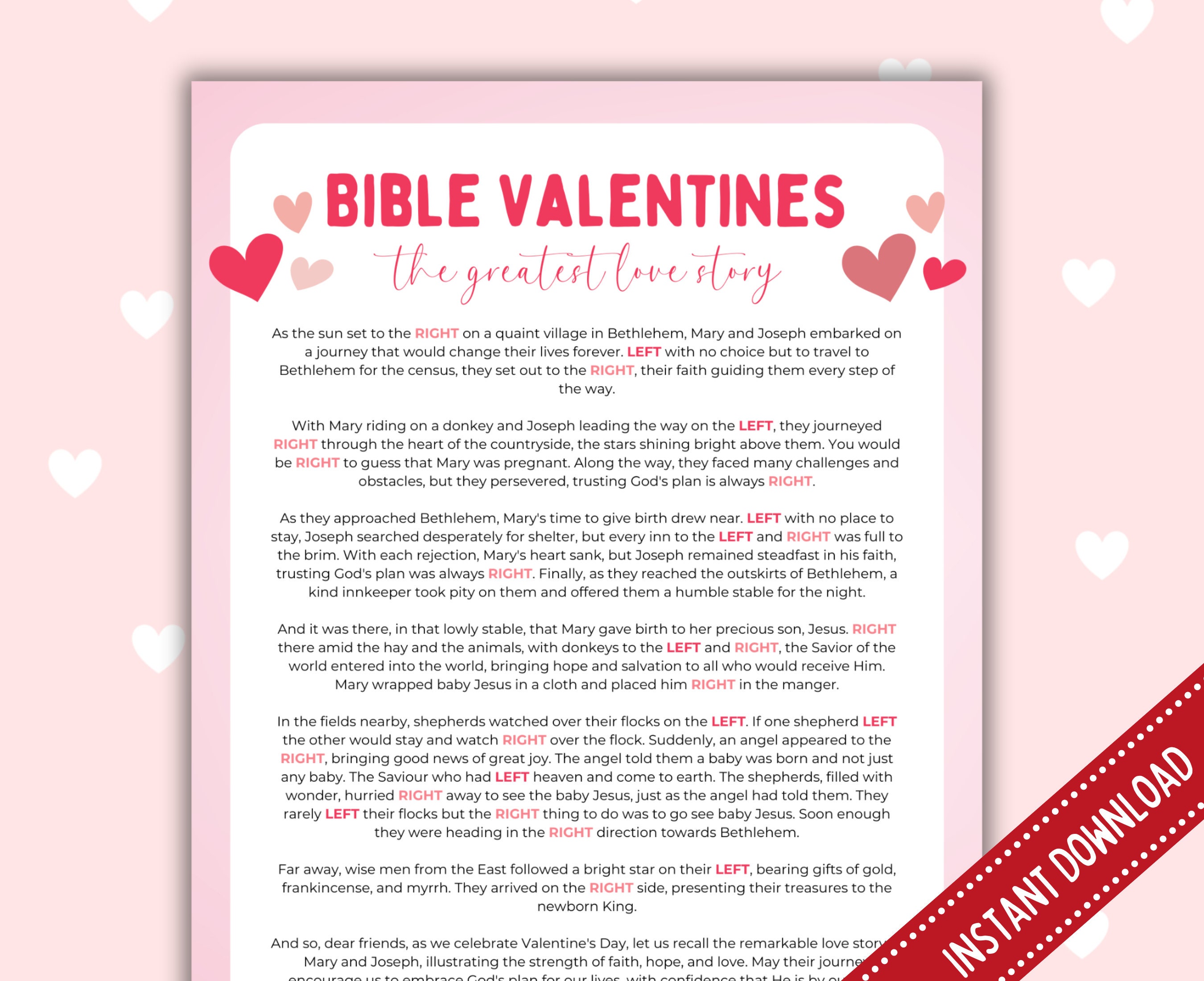 Left Right Christian Game | Bible Games | Valentine's Bible Games ...