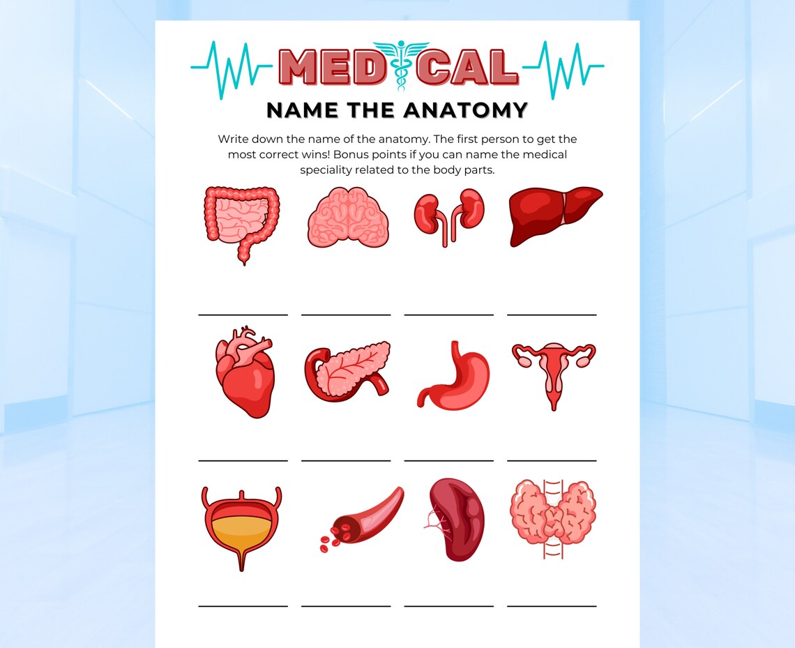 Name the Anatomy Medical Game: Printable Doctor Nurse Graduation (PDF ...