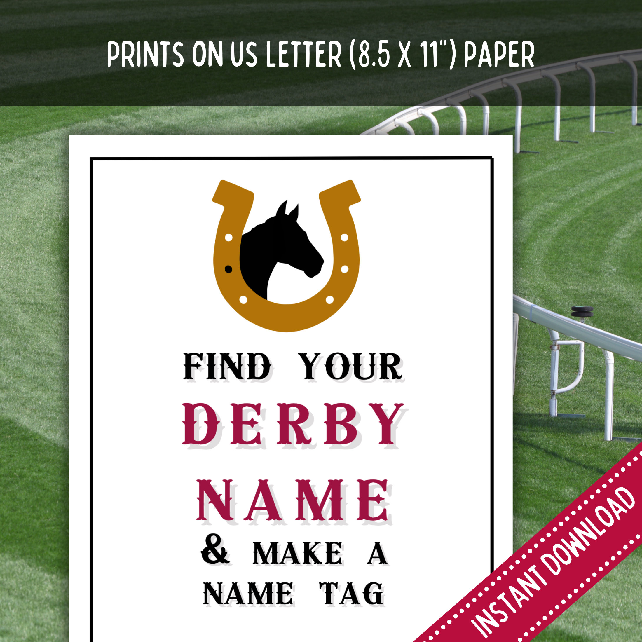 What's Your Derby Name Party Game With Nametags & Sign | Kentucky Derby ...