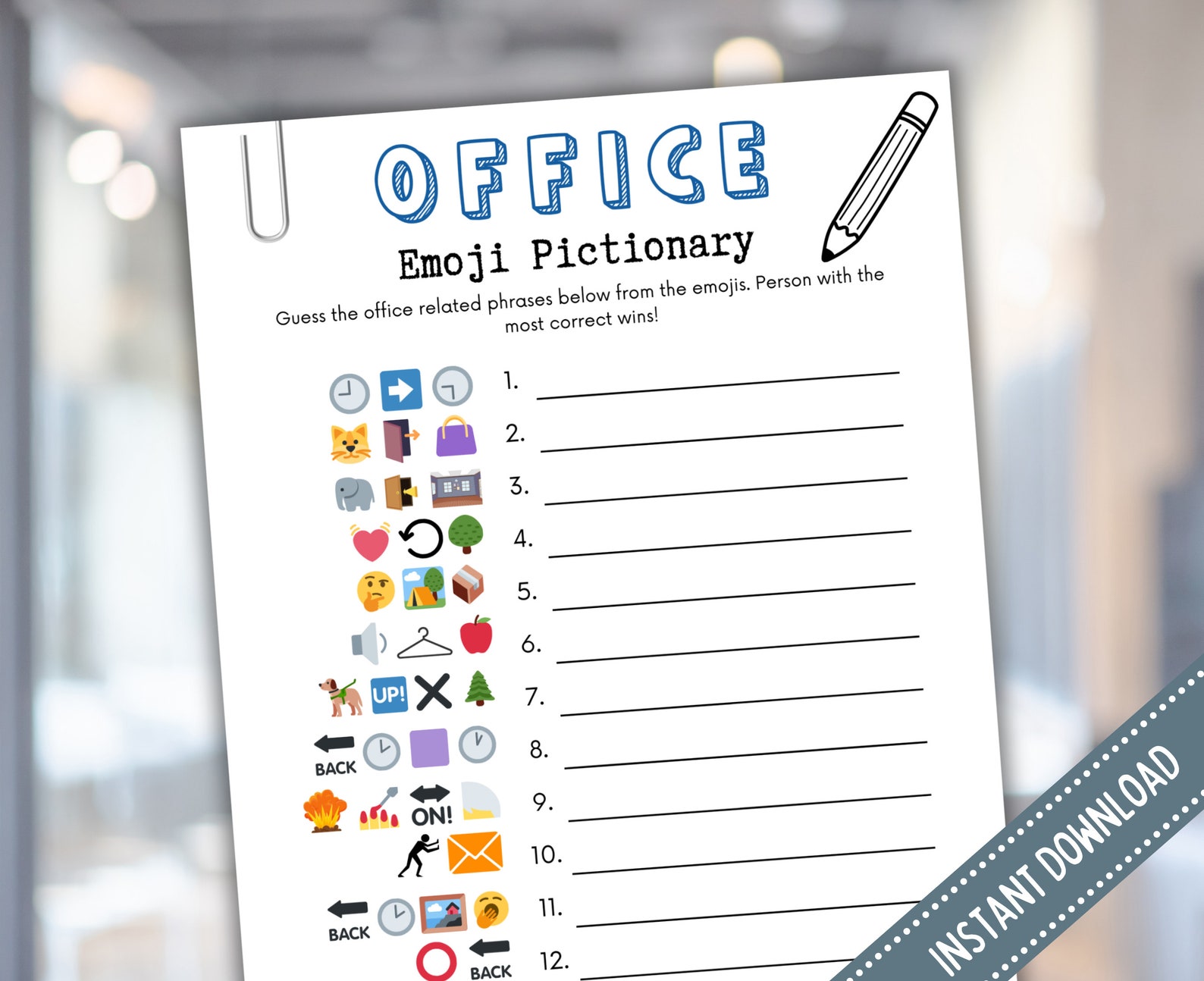 Office Emoji Pictionary Game, Fun Emoji Game for Work Party, Office ...