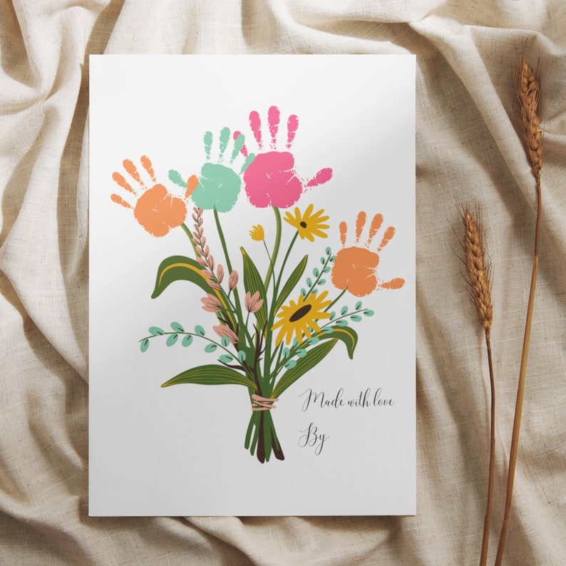 Floral Handprint Art: DIY Bouquet Gift for Grandma (PDF) - Etsy