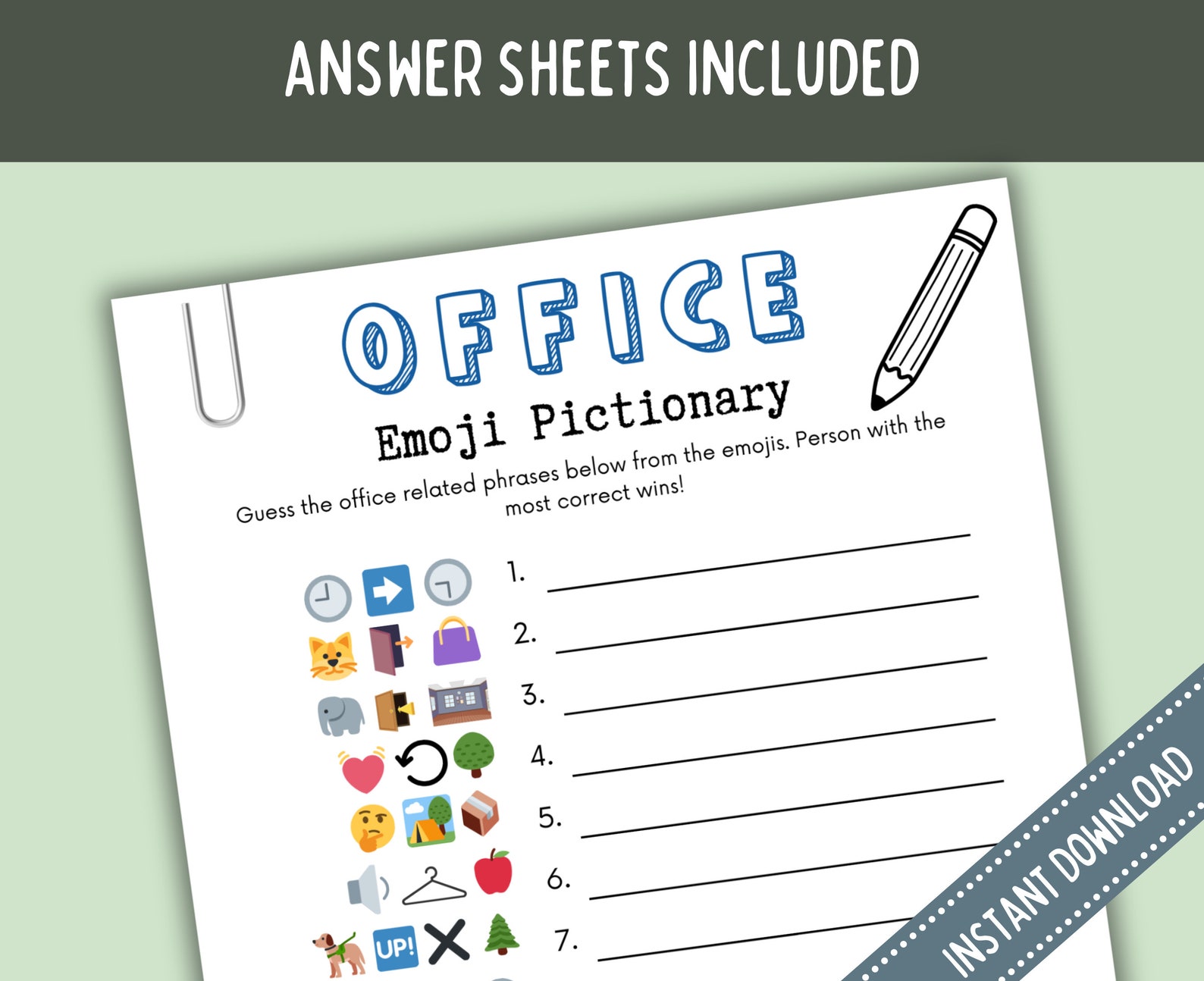 Office Emoji Pictionary Game – Printable Team Building & Holiday Party ...