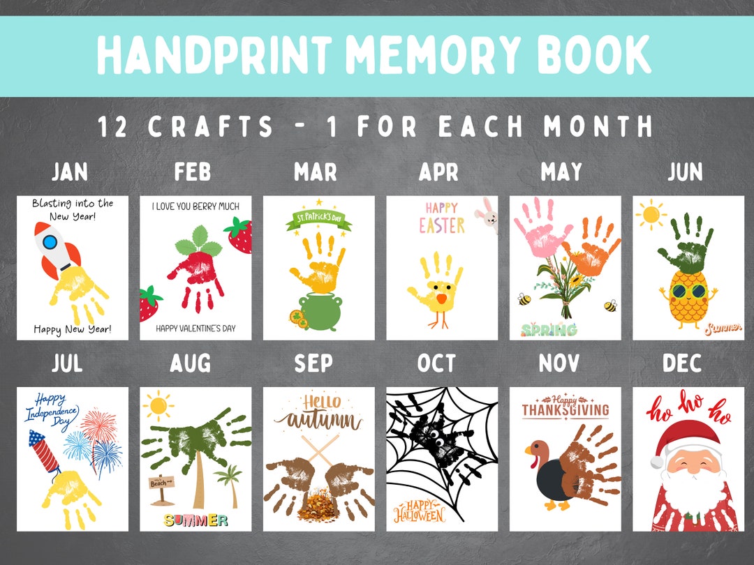 Handprint Memory Book Printable Handprint Craft Monthly Handprint Art ...