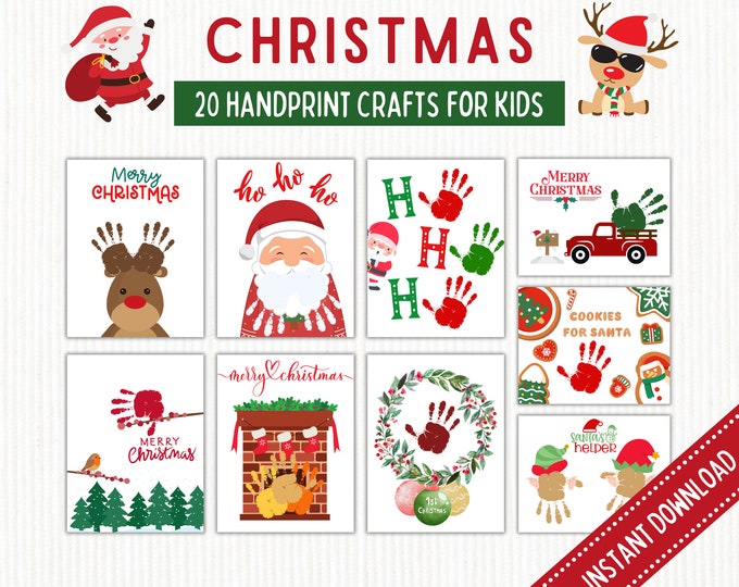 Christmas Tree Handprint Craft Printable Christmas Handprint Art DIY ...