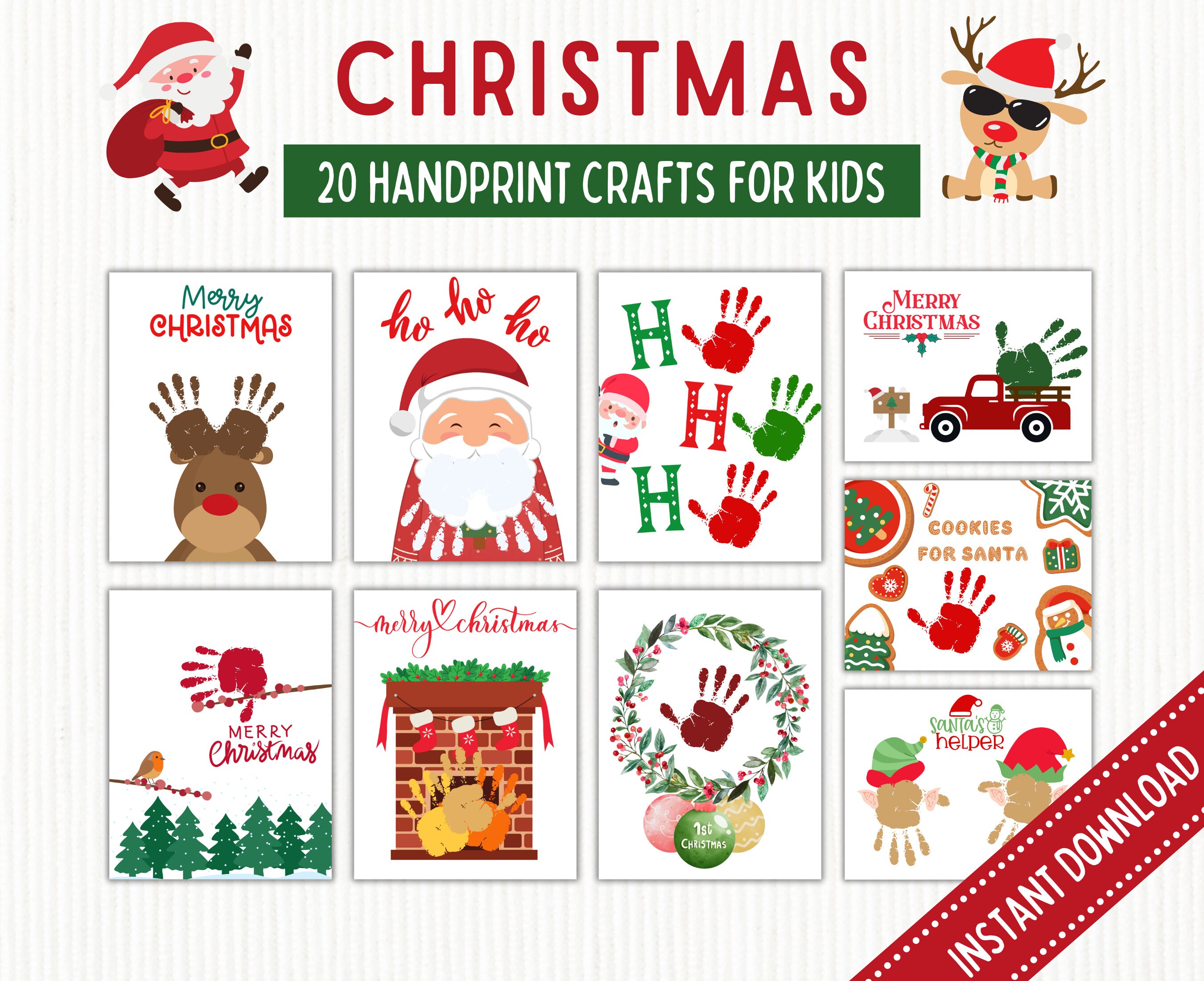 Christmas Handprint Craft Bundle, Christmas Handprint Art, Printable ...