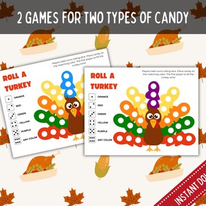 Roll A Turkey Dice Game, Printable Thanksgiving Game for Kids Adult ...