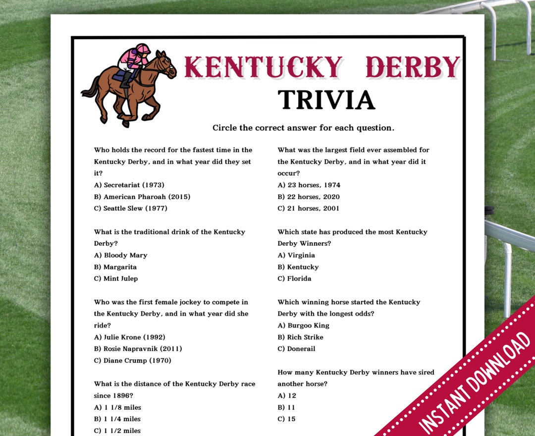 Kentucky Derby Game | Derby Trivia | Kentucky Derby Party | Run for the ...
