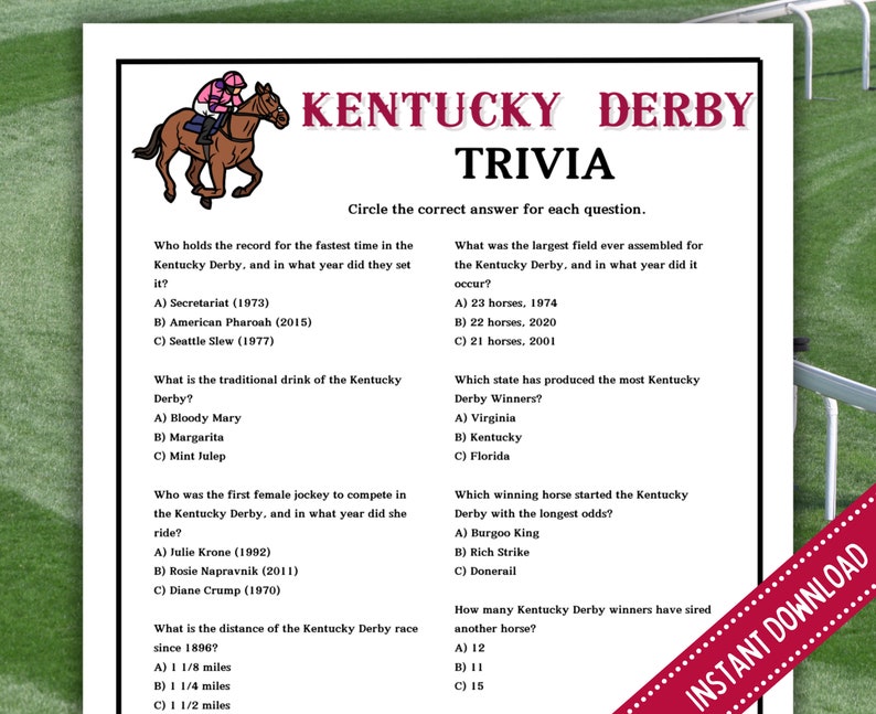Kentucky Derby Game | Derby Trivia | Kentucky Derby Party | Run for the ...
