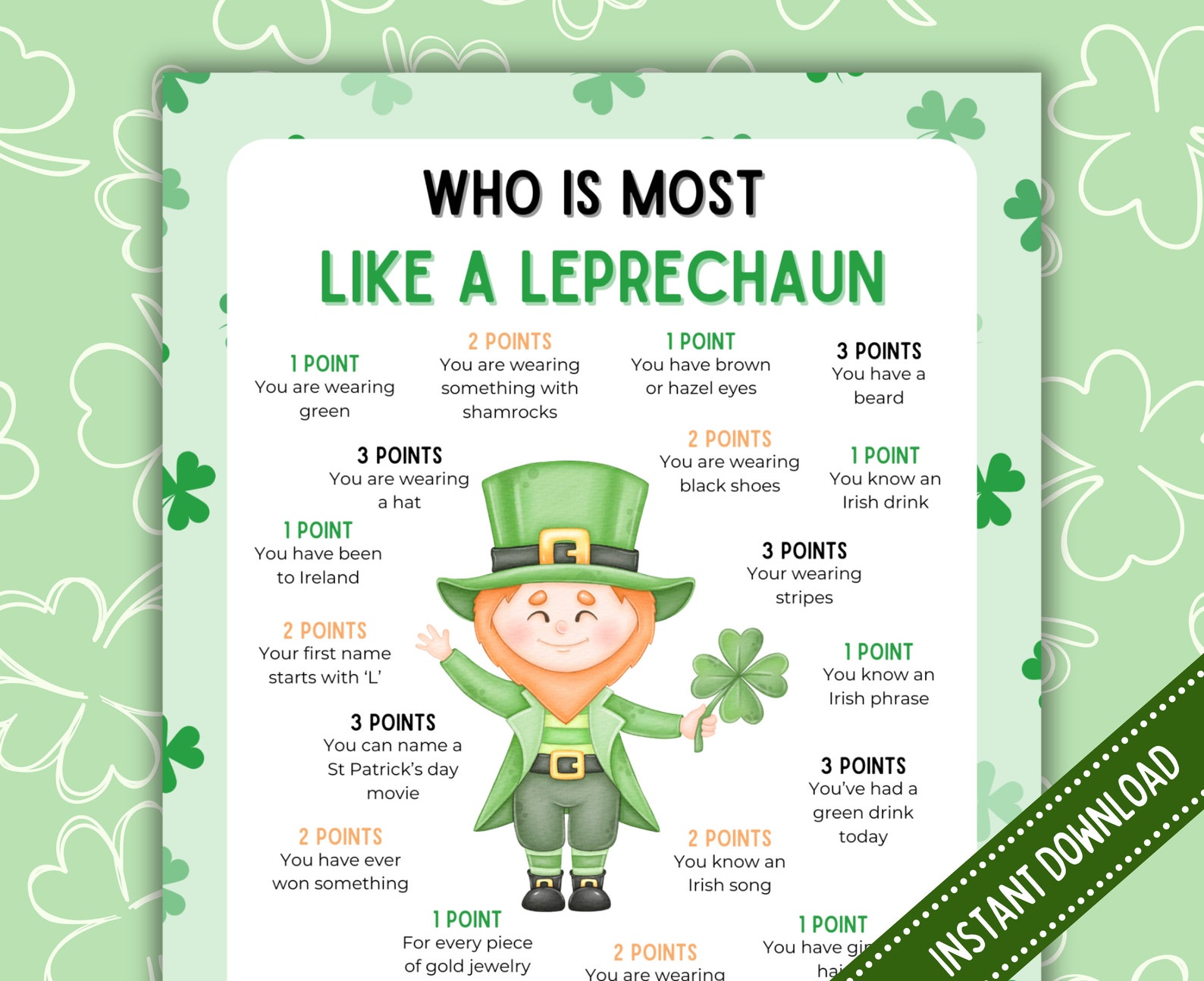 Leprechaun Game: Printable St. Patrick's Day Activity (digital Download ...
