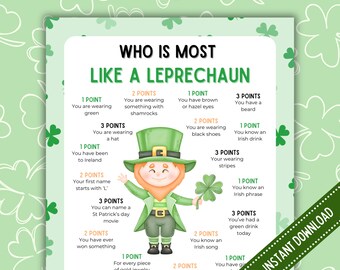 Who is Most Like A Leprechaun, Printable St. Patricks Day Game for ...