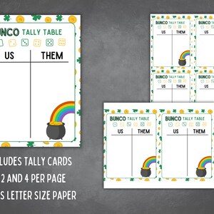 St. Patrick's Bunco | Bunco Party Tally Sheet | March Game Night ...