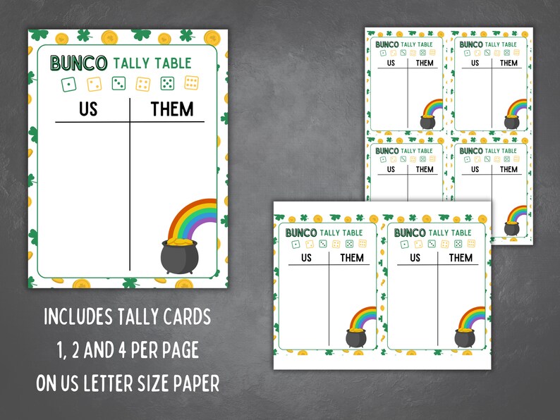 St. Patrick's Bunco | Bunco Party Tally Sheet | March Game Night ...