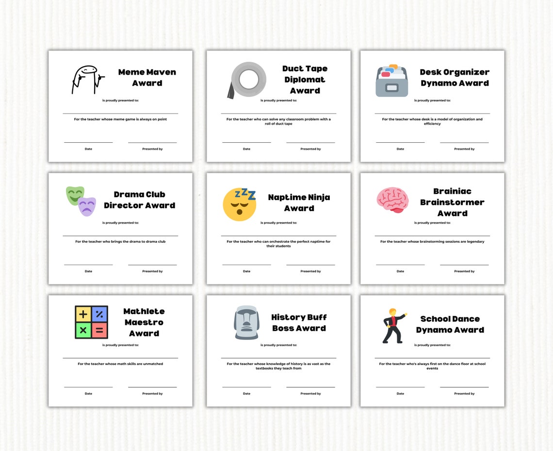 Funny Teacher Awards: 50 Teacher Awards for End of Year Banquet, Back ...