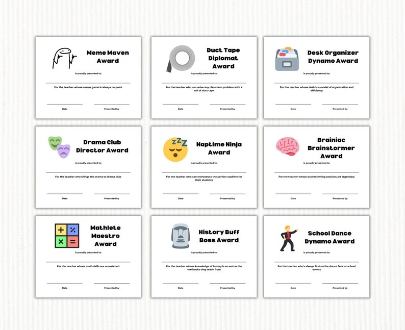 Funny Teacher Awards: 50 Teacher Awards for End of Year Banquet, Back ...