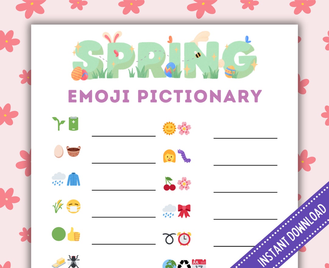 Spring Emoji Pictionary Game Printable Springtime Games Spring ...