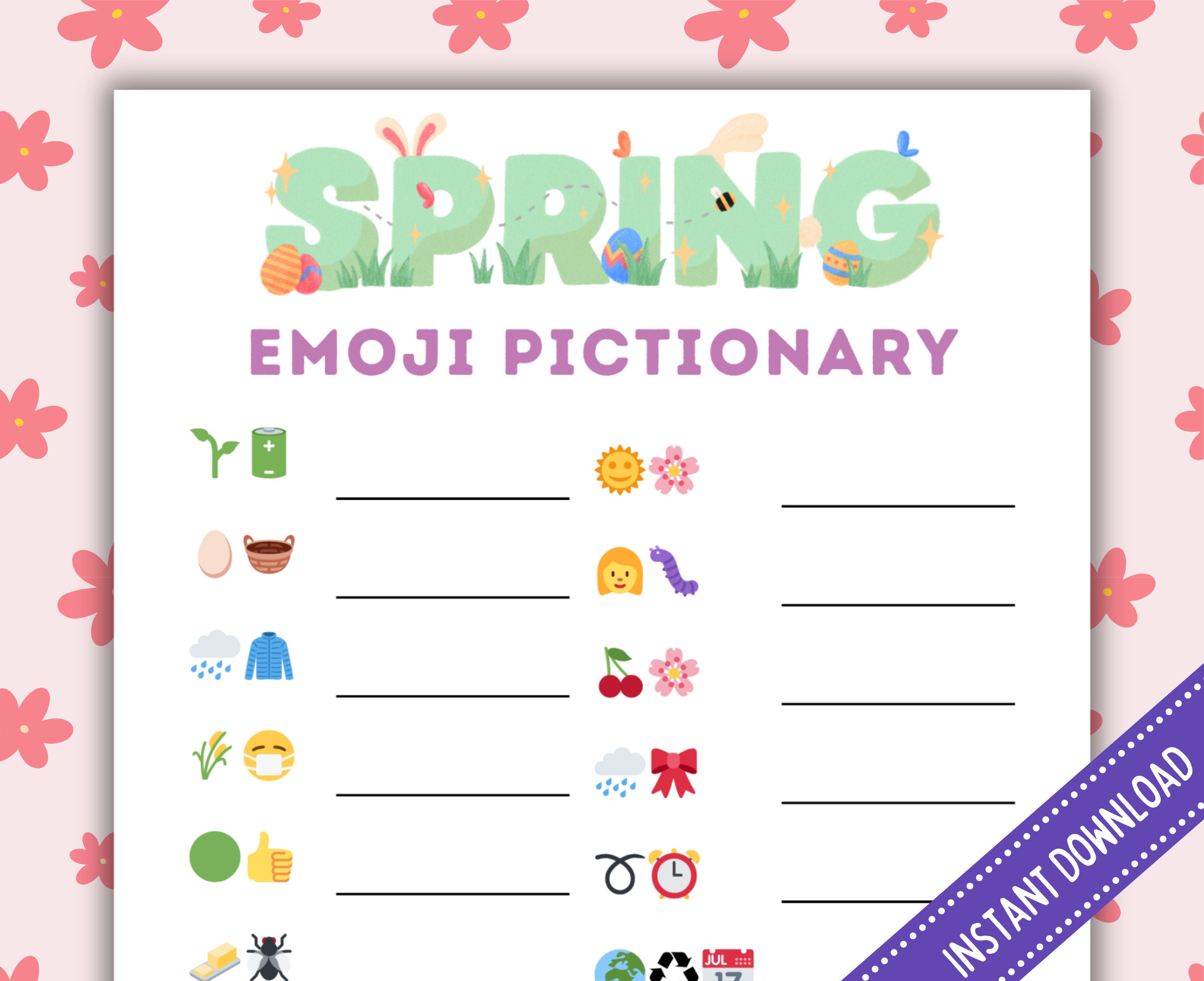 Spring Emoji Pictionary Game Printable Springtime Games Spring ...
