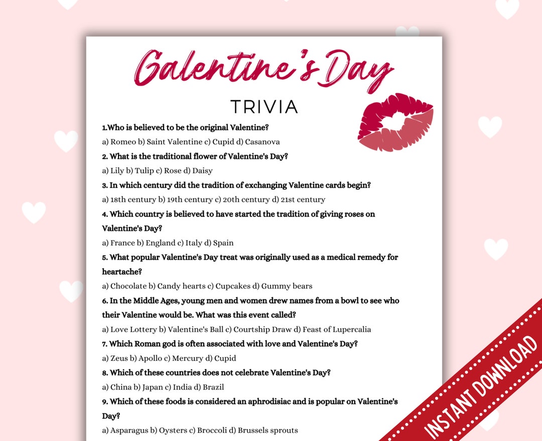 Galentine's Day Trivia Game: Ladies Night V-day Quiz (PDF) - Etsy UK