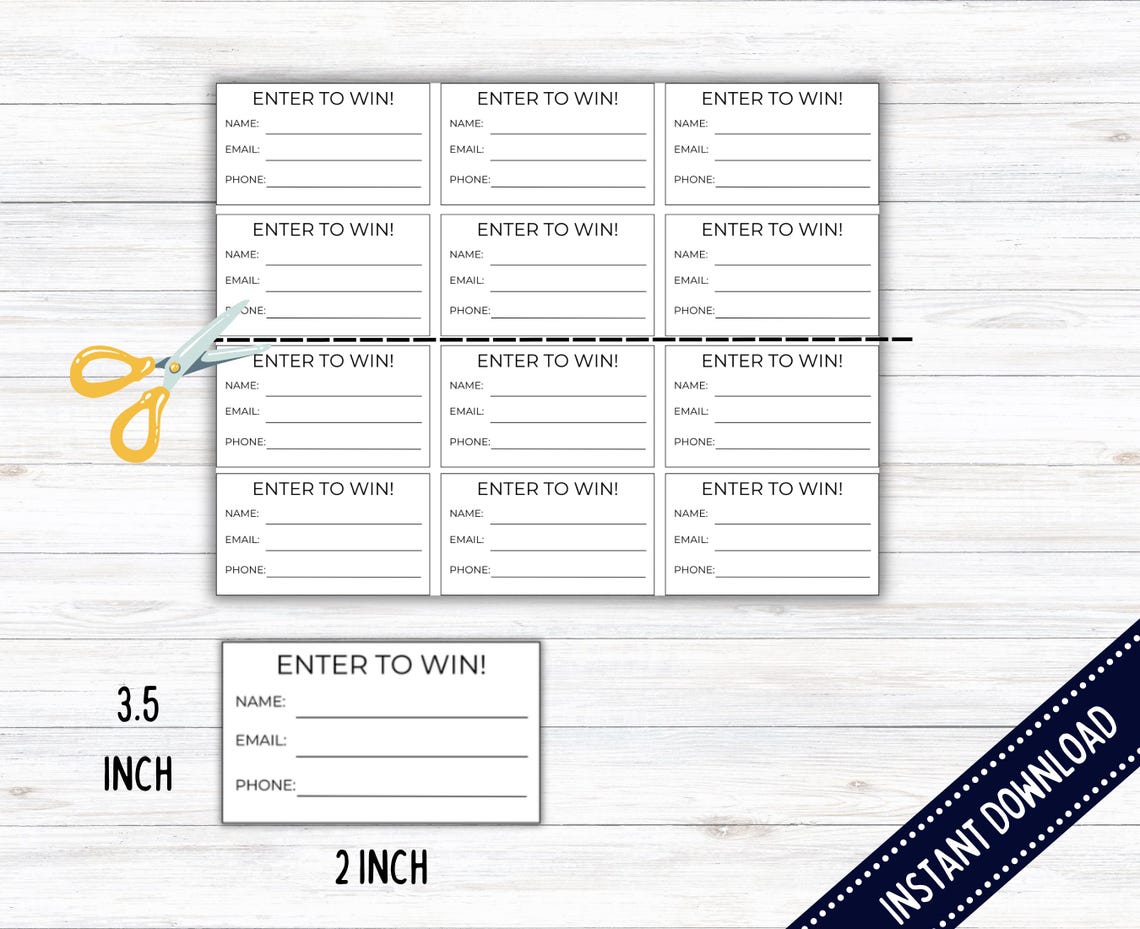 Printable Raffle Tickets, Enter to Win Tickets, Printable Enter to Win ...