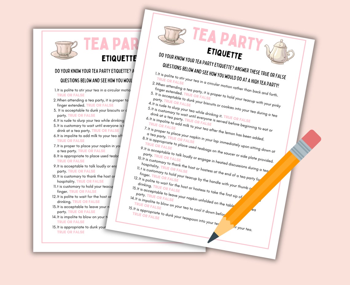 Tea Party Etiquette Game, Ladies Tea Party Games, Tea Party Activities ...