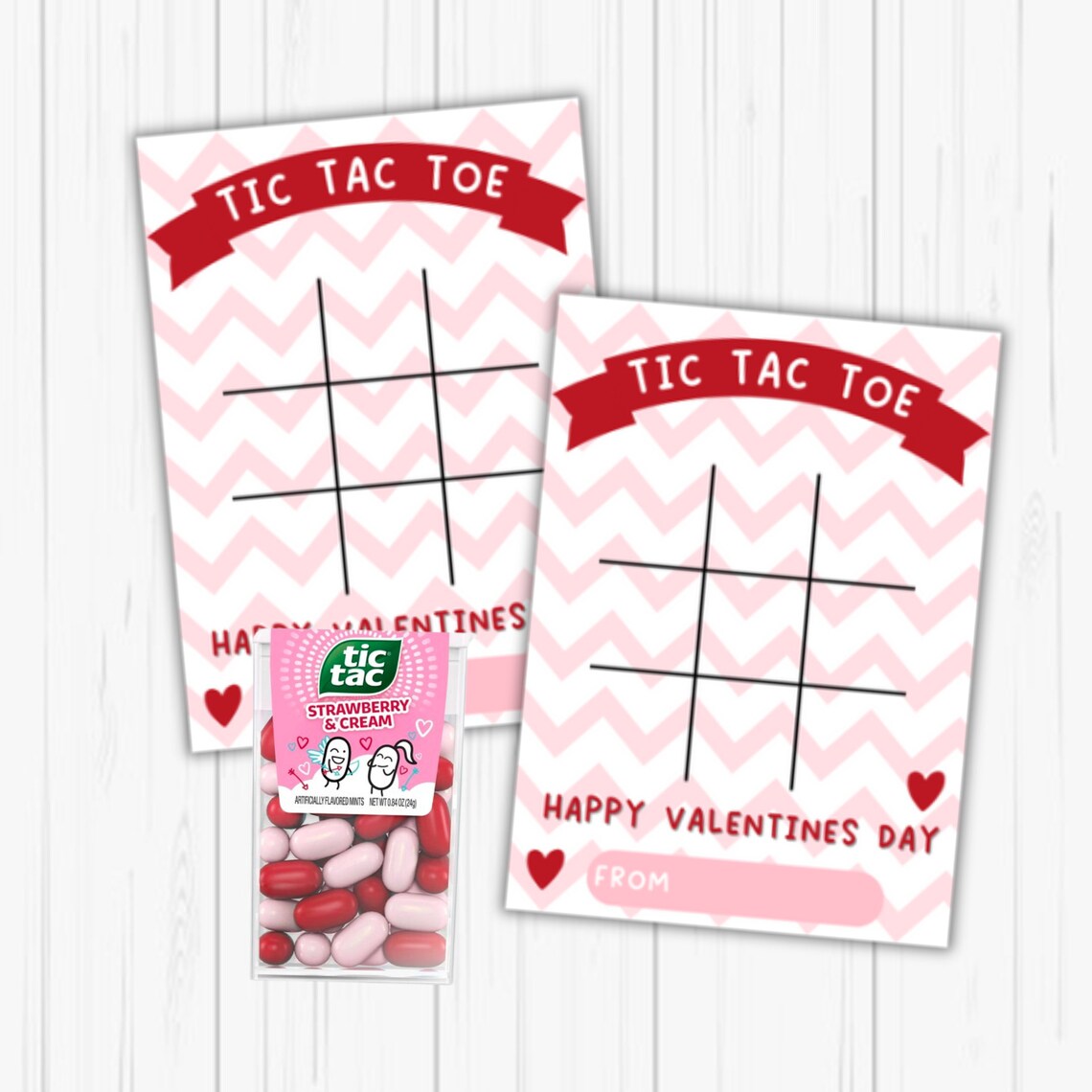 Valentine Tic Tac Toe Classroom Valentines Valentine's Card for Kids ...