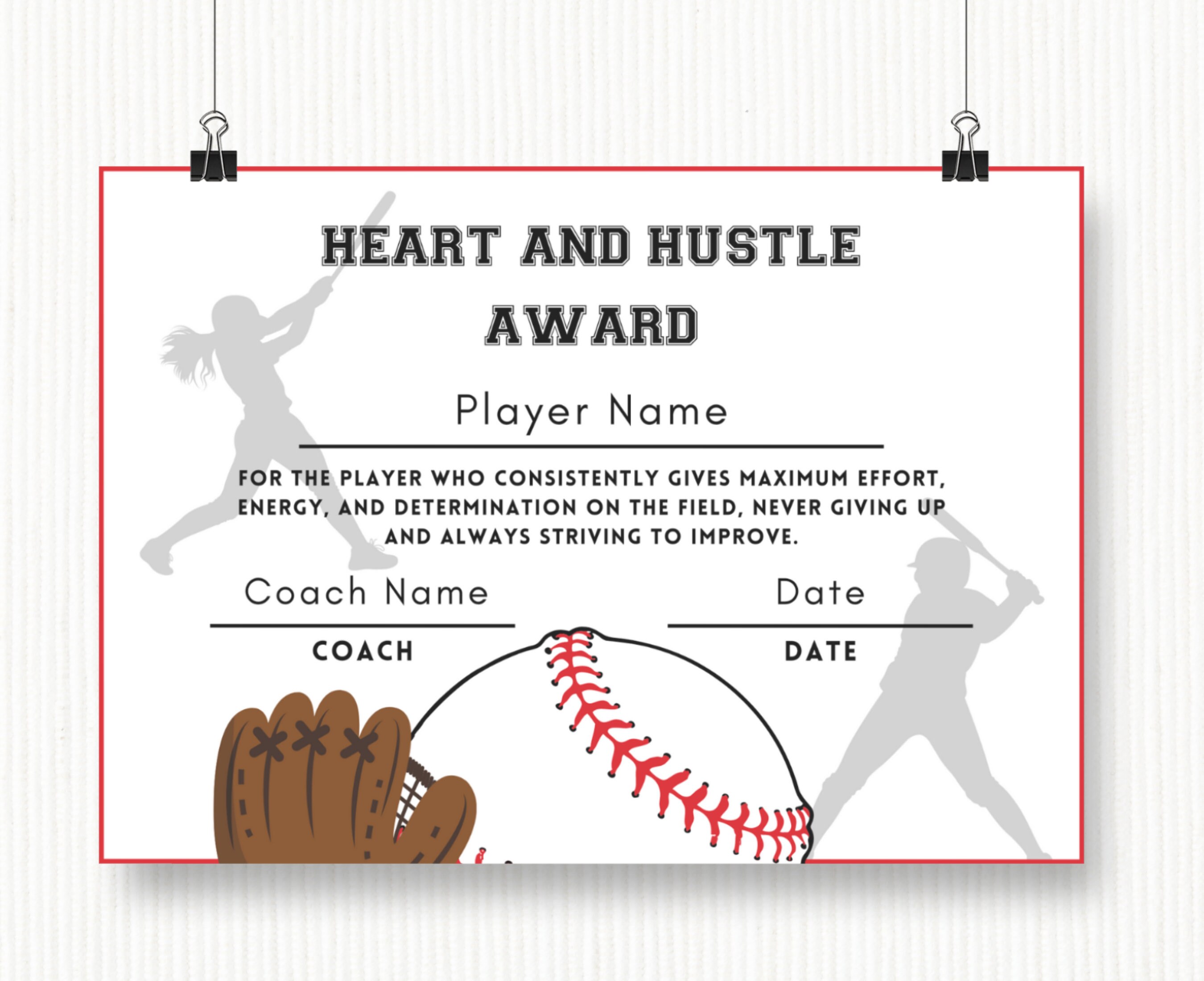 Editable Softball Award Certificates, Softball Team Awards, Softball ...