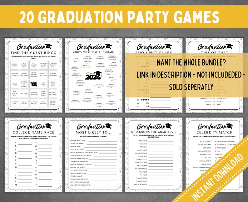 Graduation Find the Guest Bingo Game: Printable Party Icebreaker ...