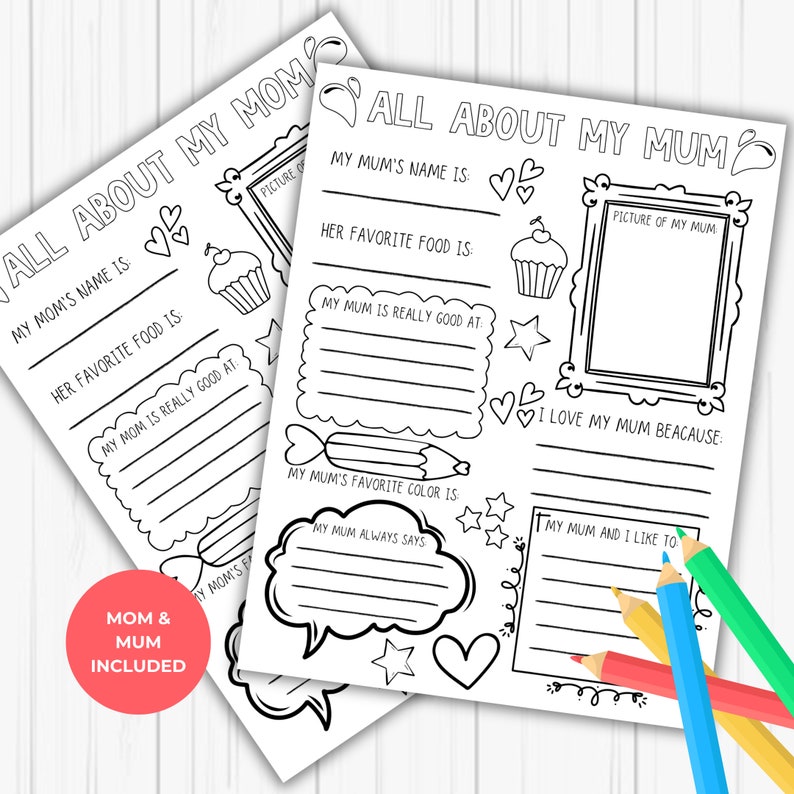 All About My Mom Fill in the Blank Instant Download Mothers Day ...