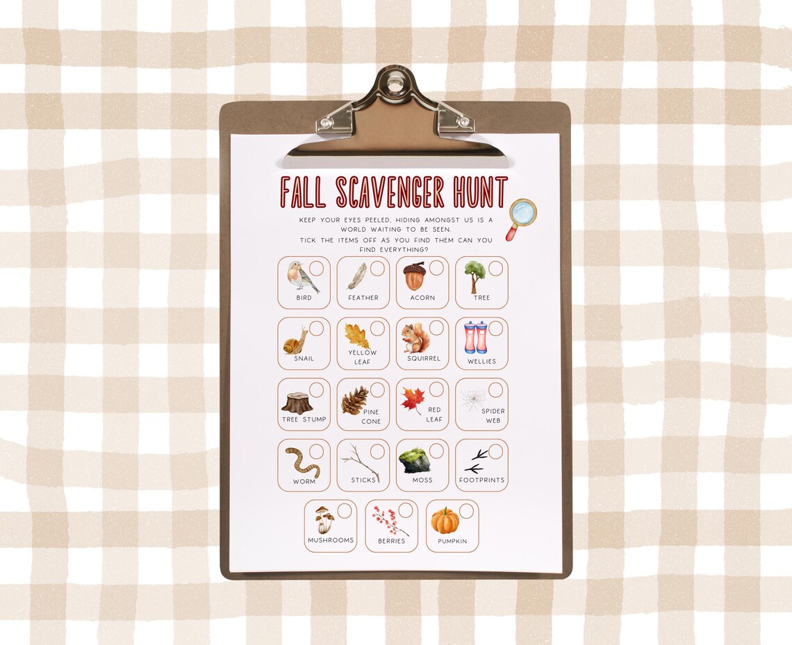 Fall Scavenger Hunt Activity for Kids Fall Activity Fall for Children ...