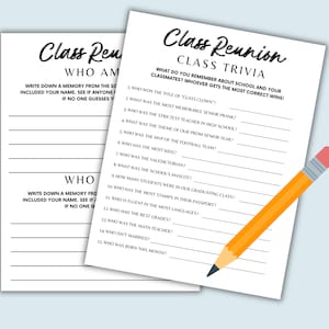Class Reunion Games Bundle – 30+ Printable Activities for High School ...