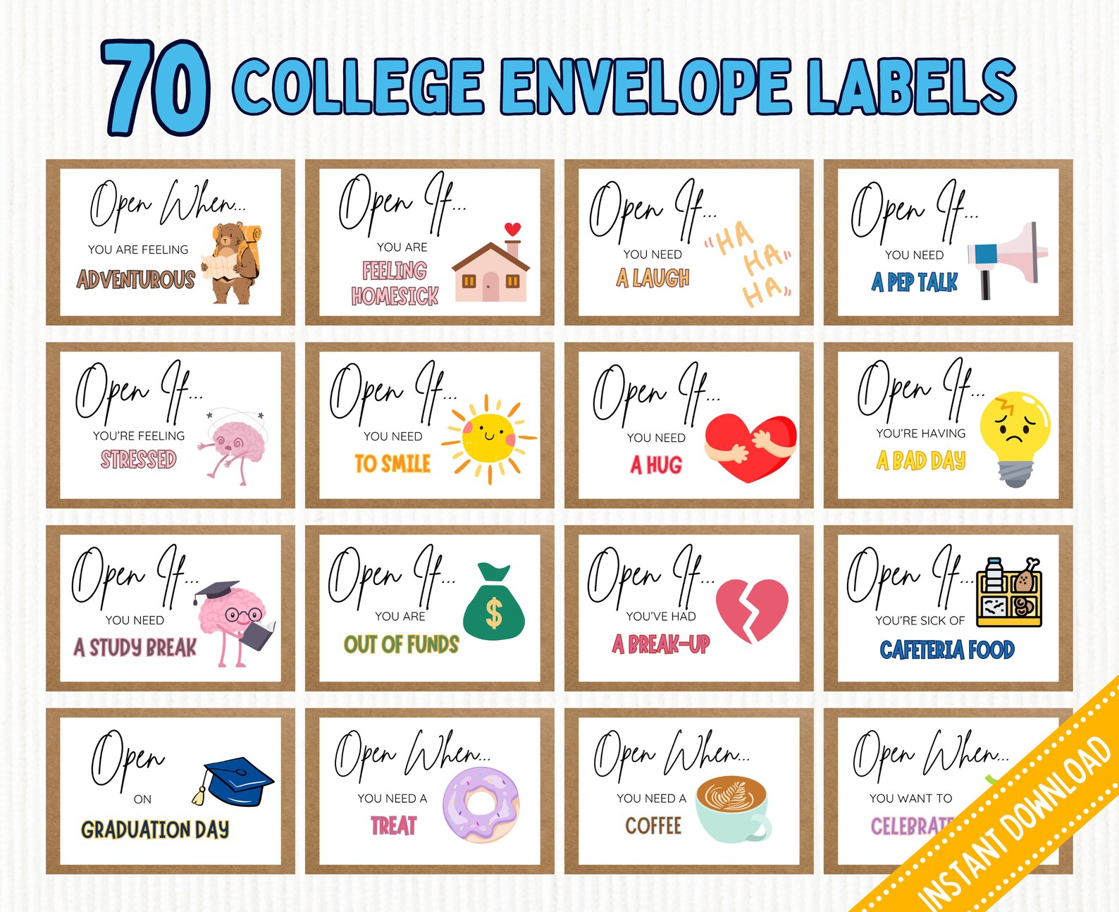 Open When Envelopes for College Students, Open When Letters College ...