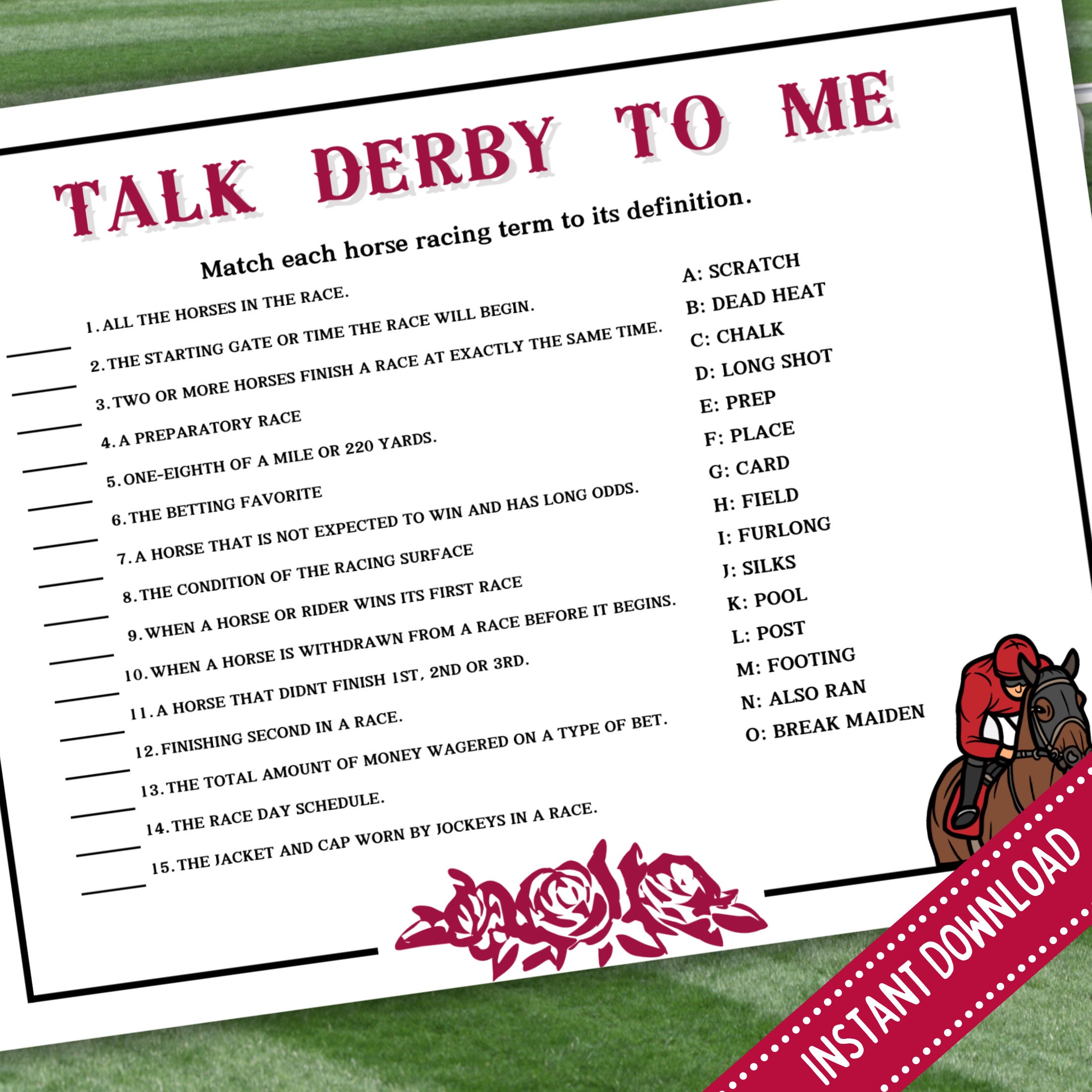 Derby Game | Talk Derby to Me | Kentucky Derby Party | Run for the ...