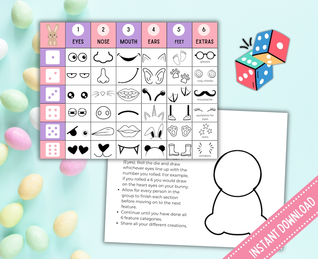 Roll a Bunny Easter Game, Fun Easter Game for Kids, Easter Egg Hunt ...