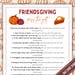 Friendsgiving Pass the Gift Game, Printable Pass the Present ...