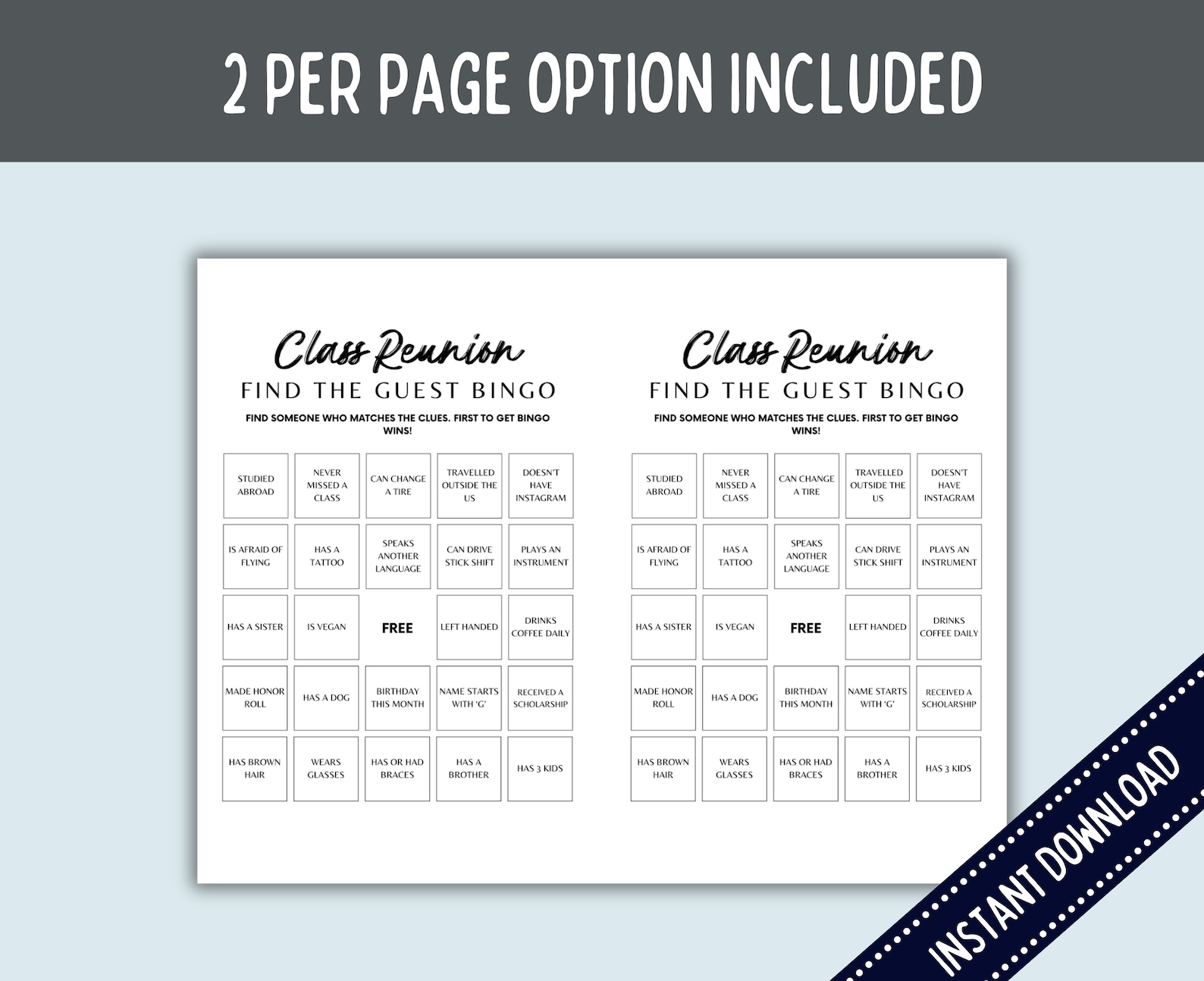 Class Reunion Games Bundle – 30+ Printable Activities for High School ...