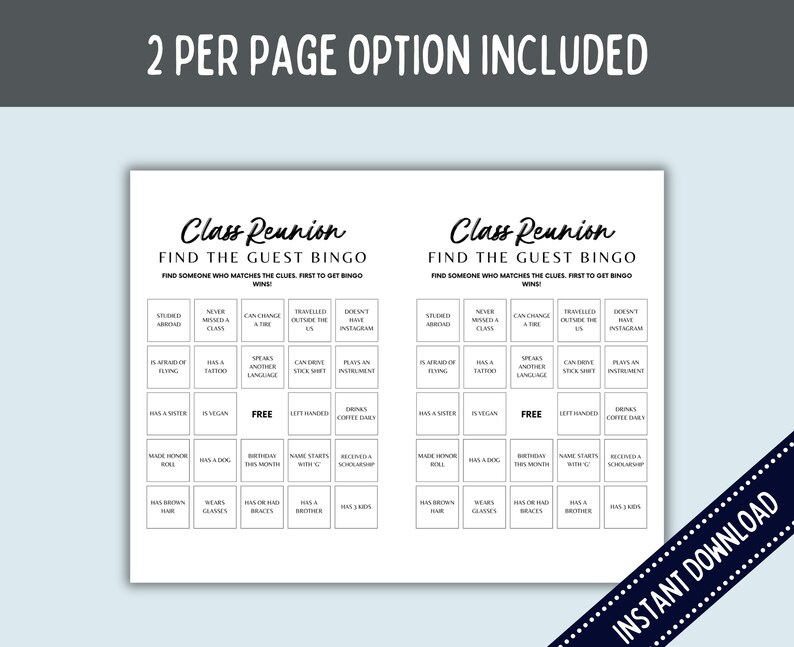 Class Reunion Games Bundle – 30+ Printable Activities for High School ...