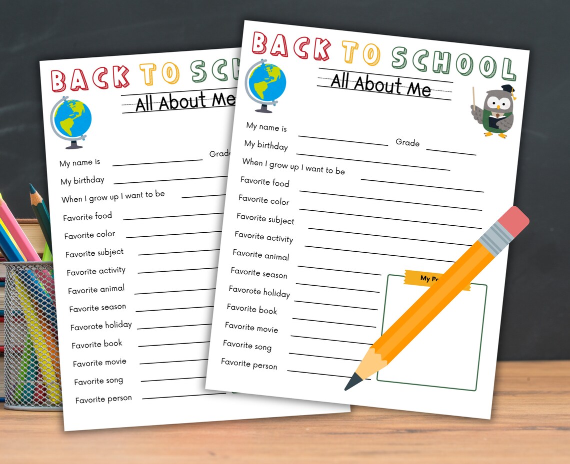 All About Me Worksheet: First Day of School Activity (PDF) - Etsy