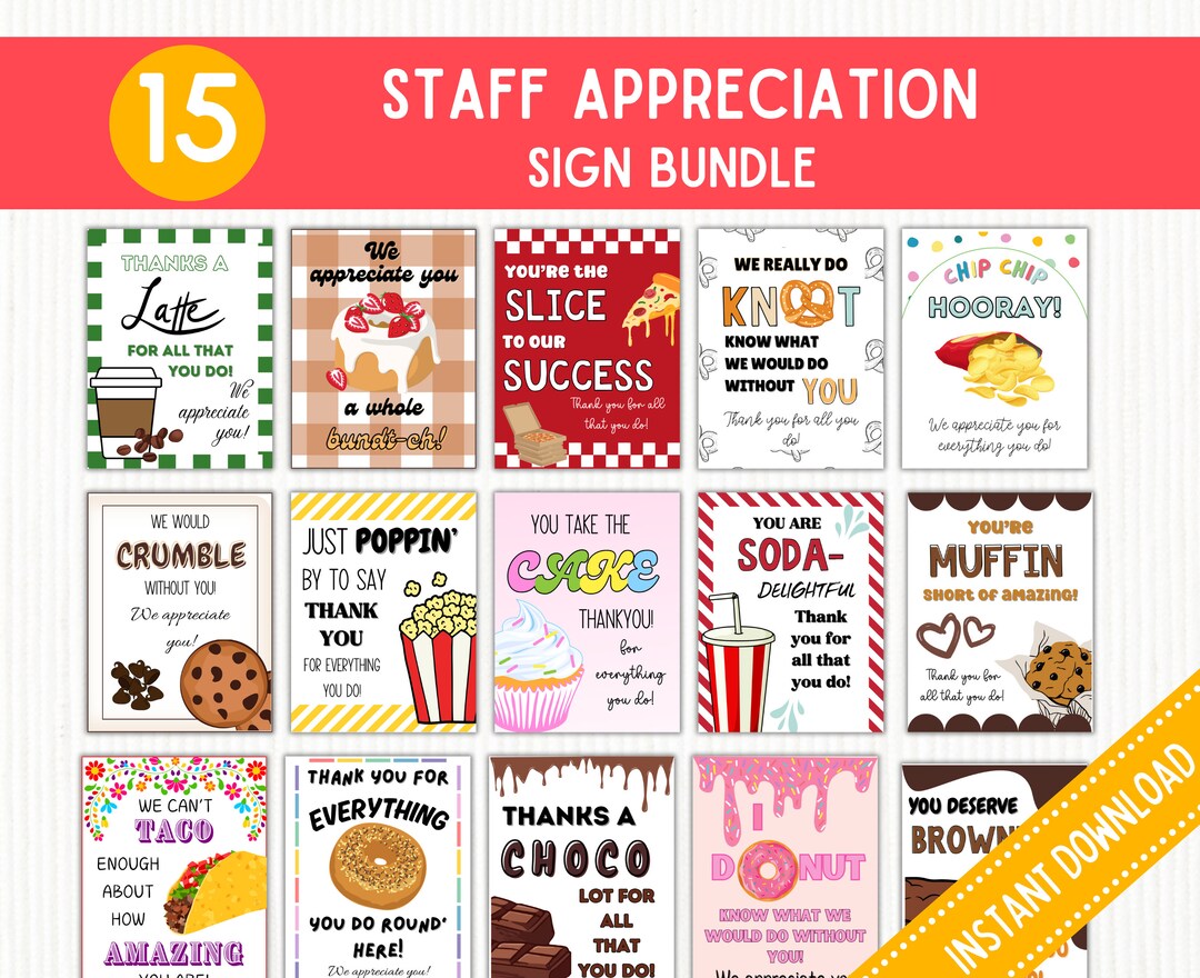 Appreciation Sign Bundle, Teacher Appreciation, Staff Appreciation ...
