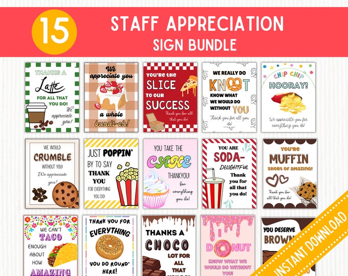 Appreciation Sign Bundle, Teacher Appreciation, Staff Appreciation ...
