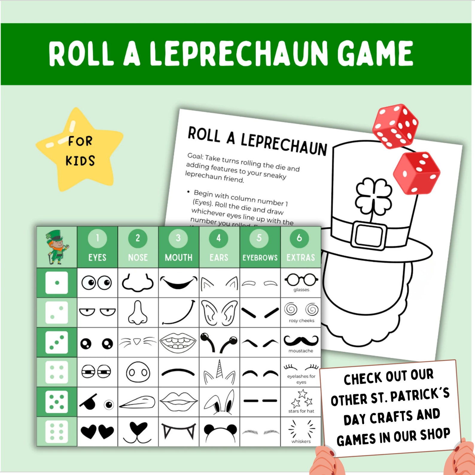 St Patrick's Day Drinking Dice Game, Adults St Patricks Day Drinking ...