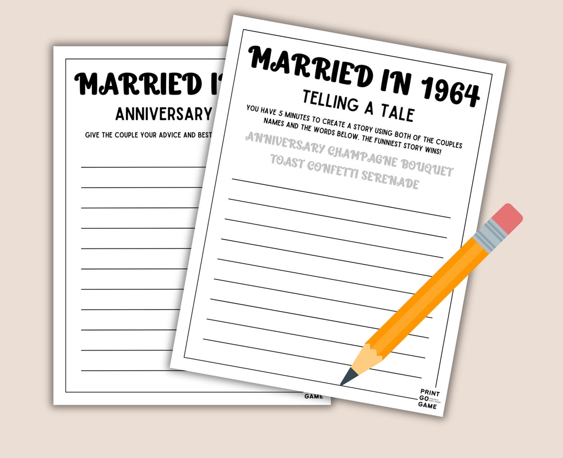 60th Anniversary Games Bundle: 1964 Trivia, Quizzes (printable PDF) - Etsy