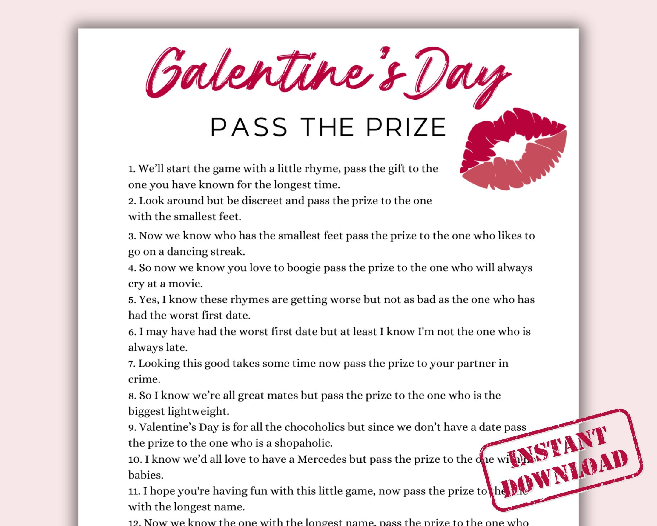 Printable Galentine's Day Game, Pass the Prize Game and Activity, Adult ...