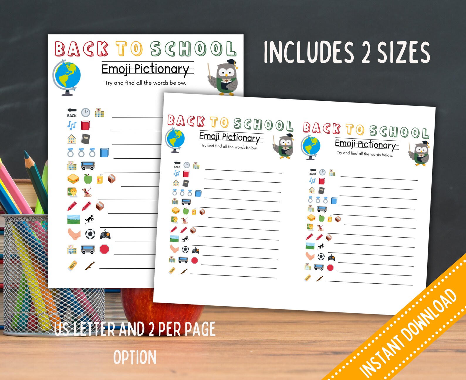 Back to School Emoji Pictionary Game, First Day of School Activity ...