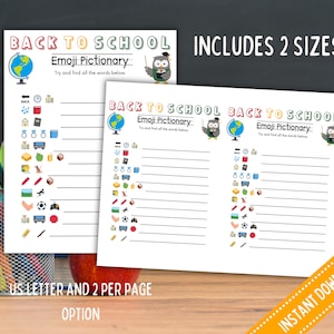 Back to School Emoji Pictionary Game, First Day of School Activity ...