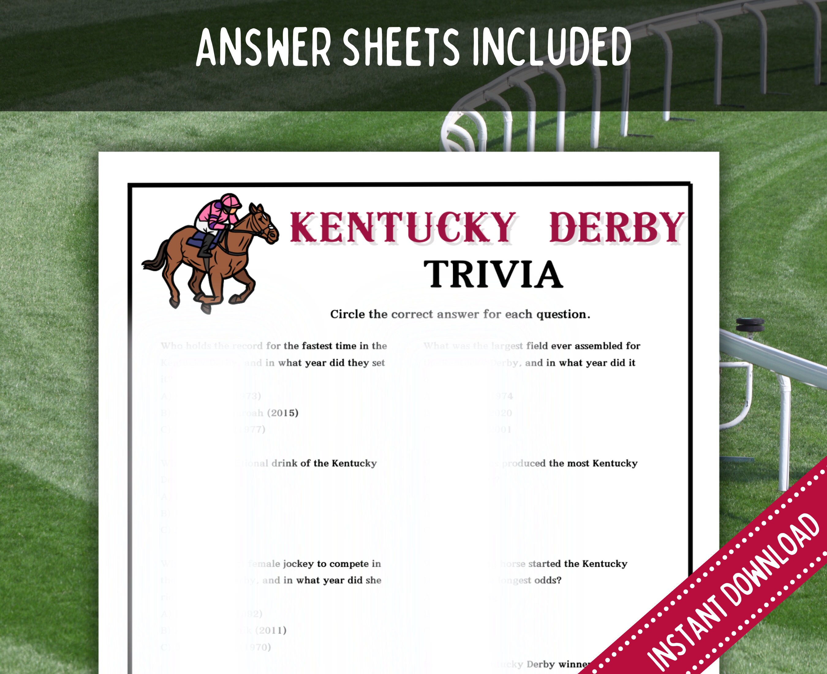 Kentucky Derby Game | Derby Trivia | Kentucky Derby Party | Run for the ...