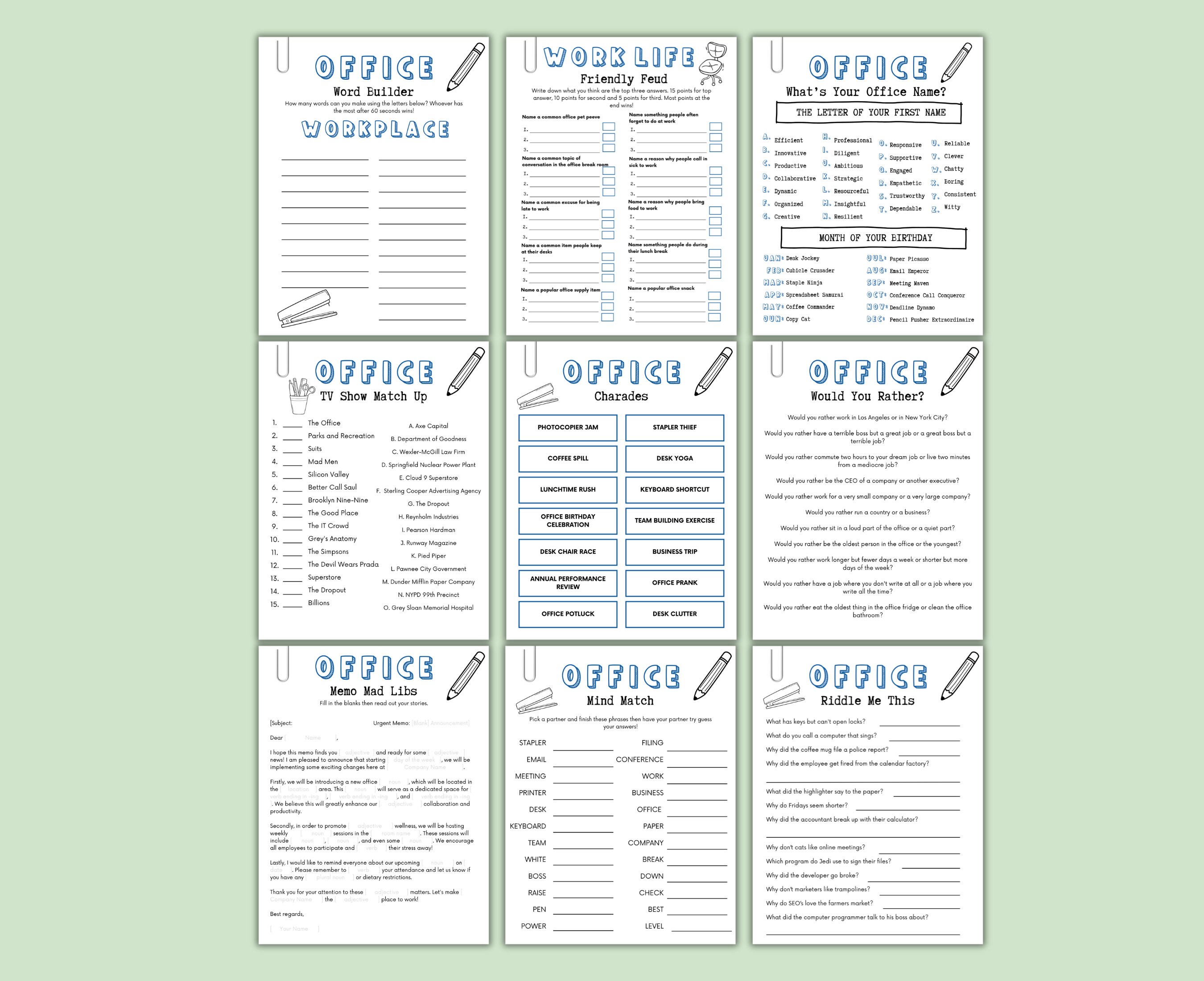 Office Party 25-game MEGA BUNDLE, Work Party Games for Team Building ...