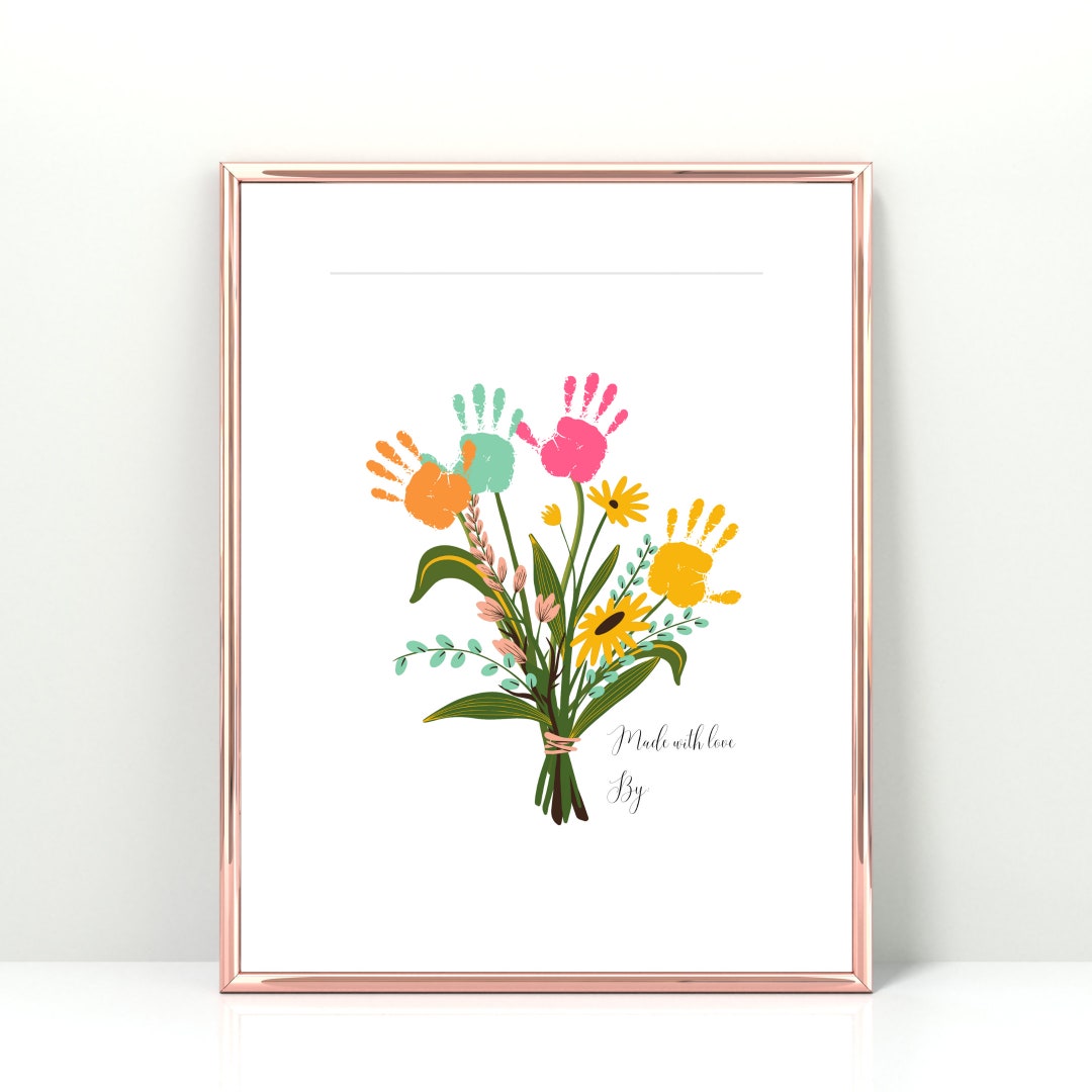 Mothers's Day Craft Handprint Art Birthday Activity Floral Bouquet ...