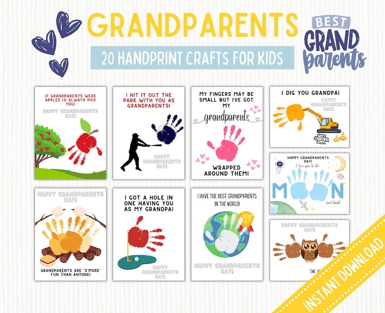 Grandparents Day Handprint Art: 20 Craft Projects (digital Download) - Etsy
