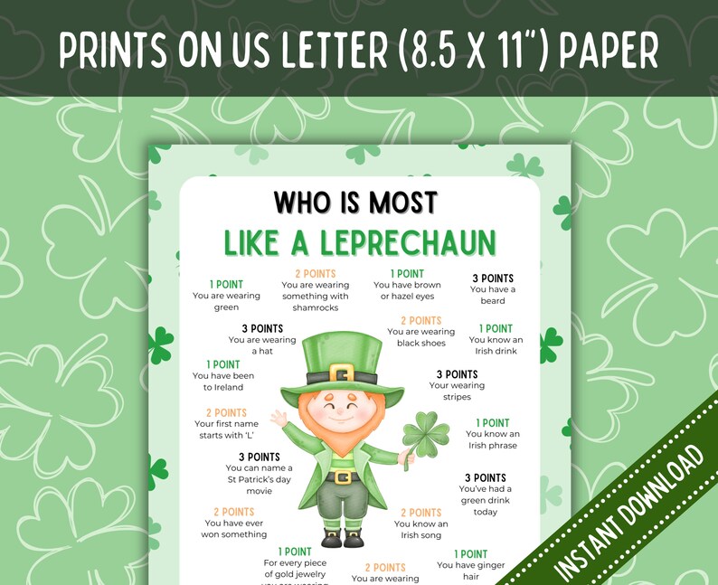 Leprechaun Game: Printable St. Patrick's Day Activity (digital Download ...